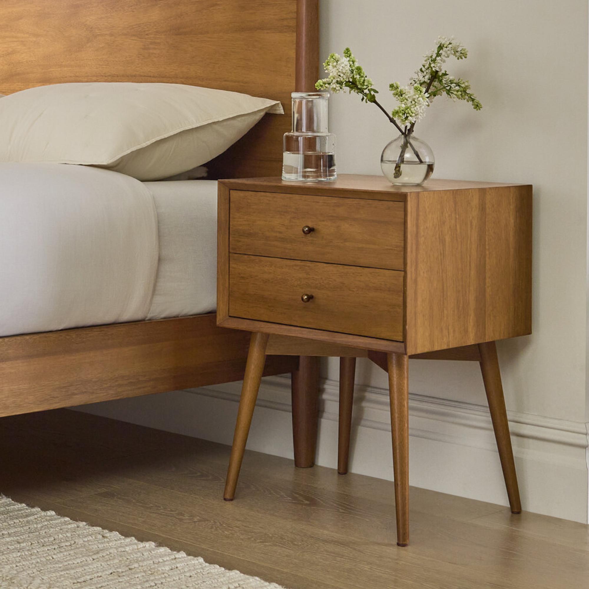 Mid Century Closed Bedside Table 46 cm 64 cm West Elm Australia